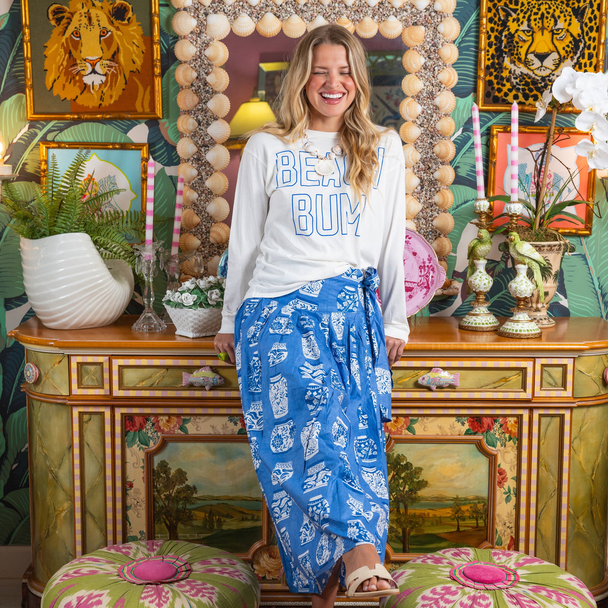 Wrap Skirt Long | Ginger Jars | Blue – Snappy Turtle